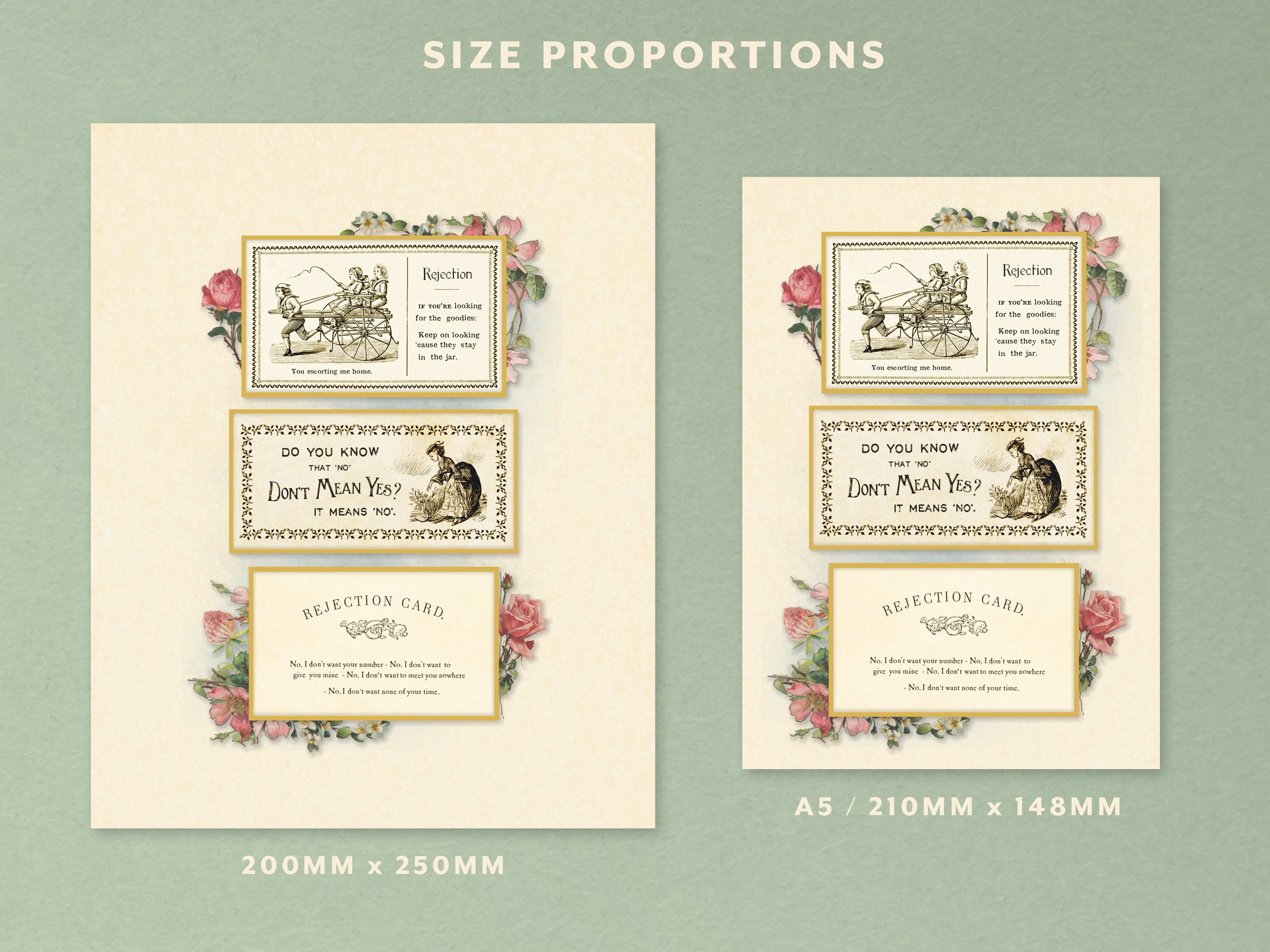 Rejection Cards Vintage Inspired Art Print Pussycat Dolls Ciara TLC Galentines Gift Idea ...