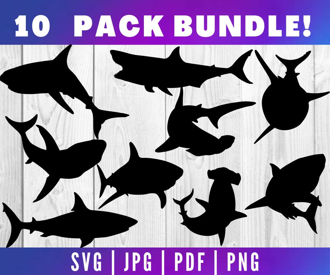 Shark Silhouette Svg Shark Pack Great White Shark Clipart - Etsy