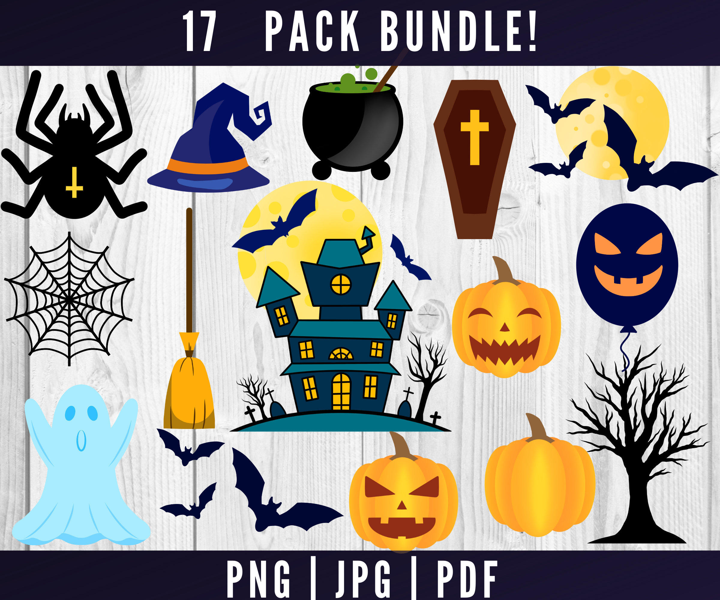 Halloween Doodles Clipart, Digital Hand Drawn Sketched Pumpkins, Spooky ...