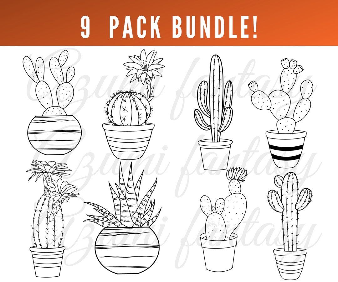 We Have Cactus Clipart Doodles, 9 Succulent Pngs, Instant Download ...