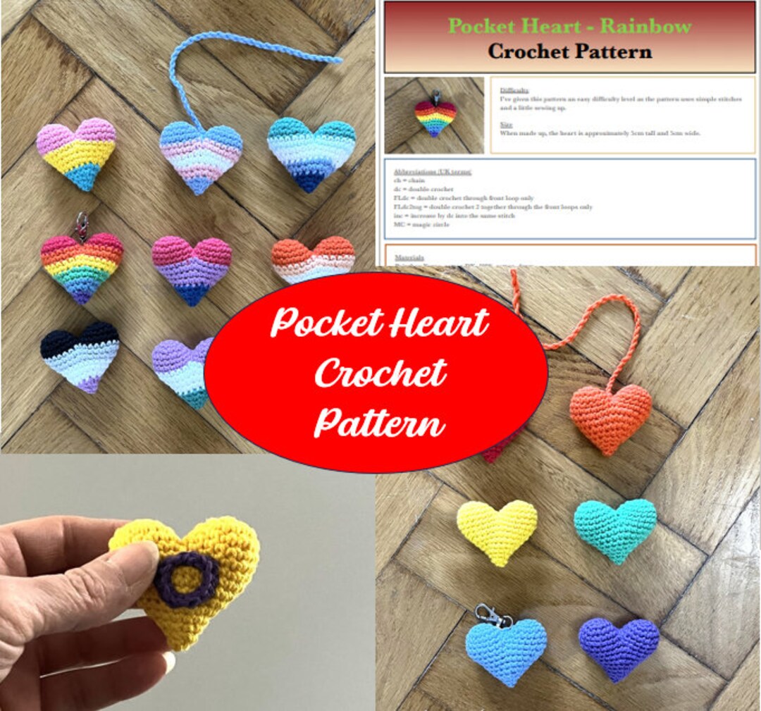 Pocket Heart 4 Ways Crochet Pattern - Etsy