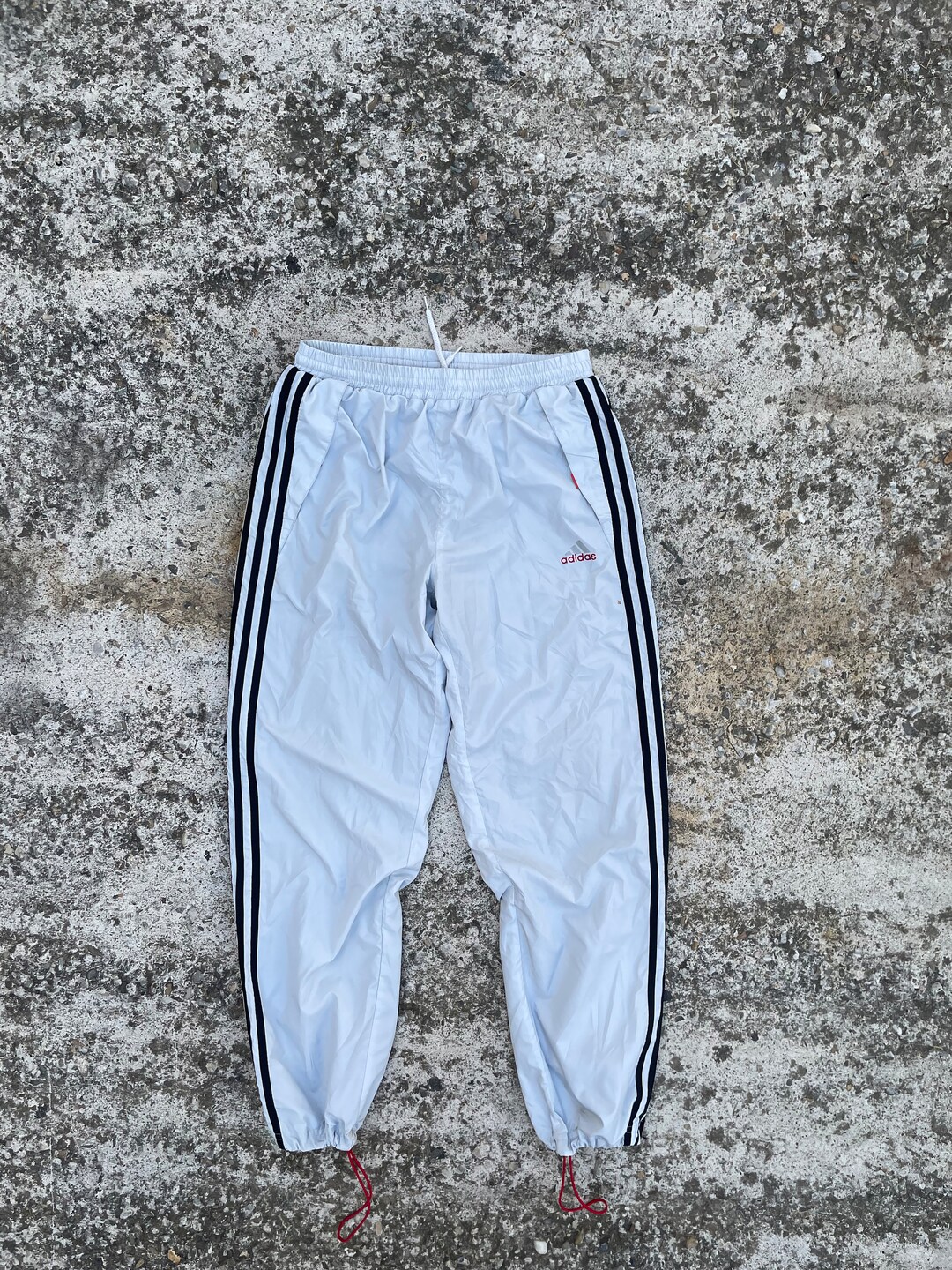 Adidas Nylon Track Pant Joggers Mens S From 2002 Grey Red Logo ...
