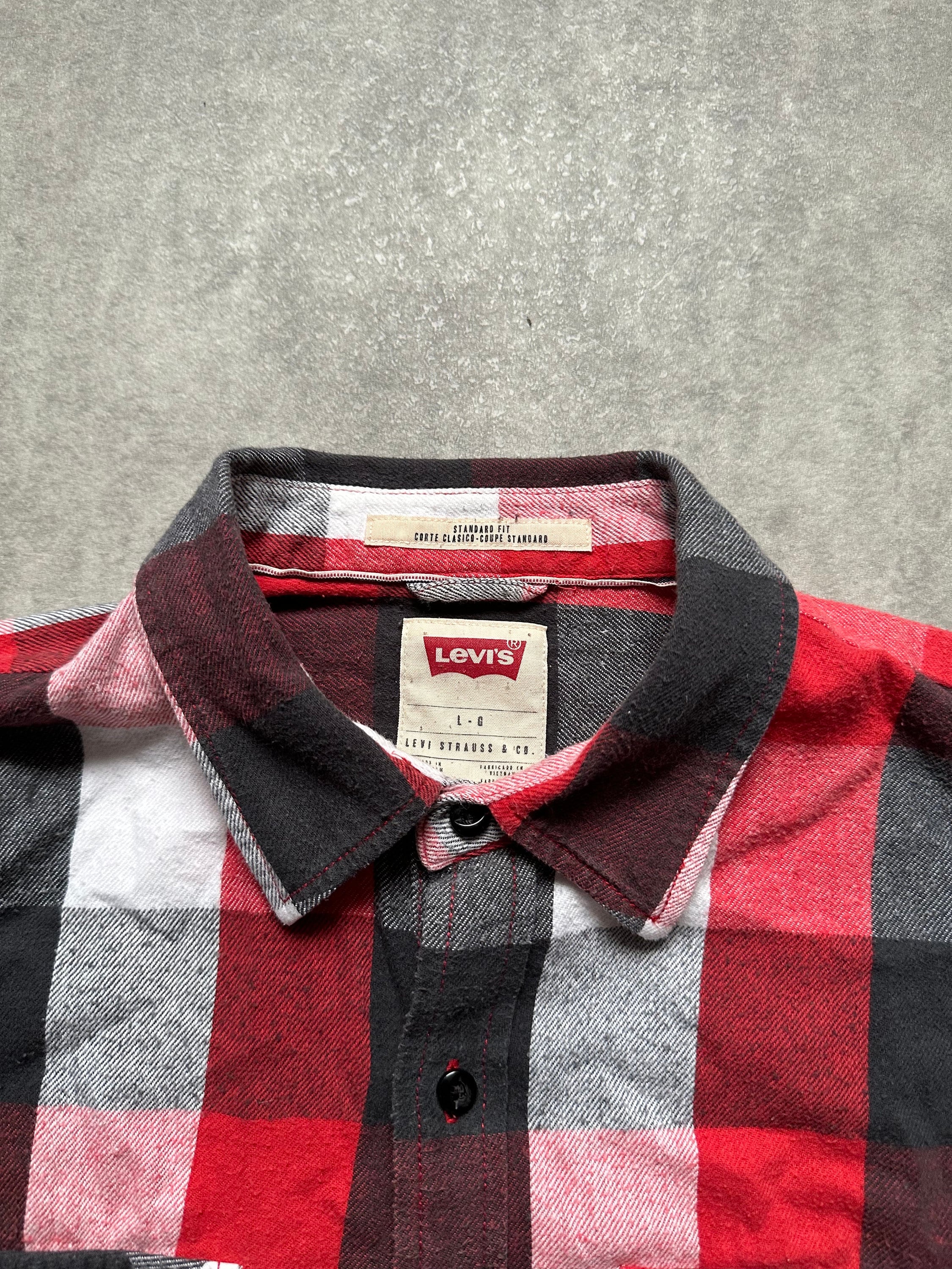 Levis Checked Red Long Sleeve Buttons up Shirt Mens L Grey 80s Y2k ...