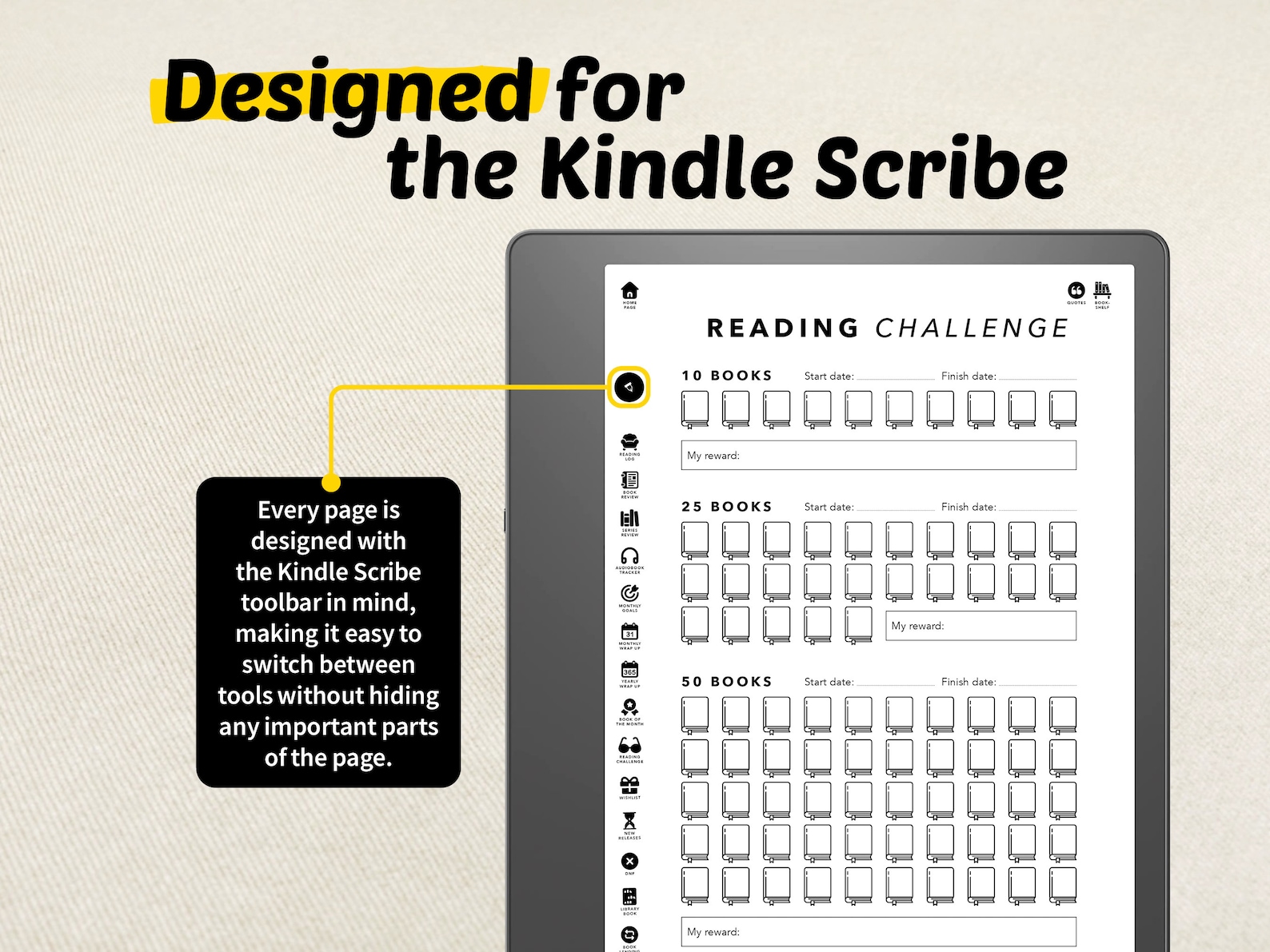 Kindle Scribe Reading Journal | Hyperlinked PDF Templates for Kindle ...