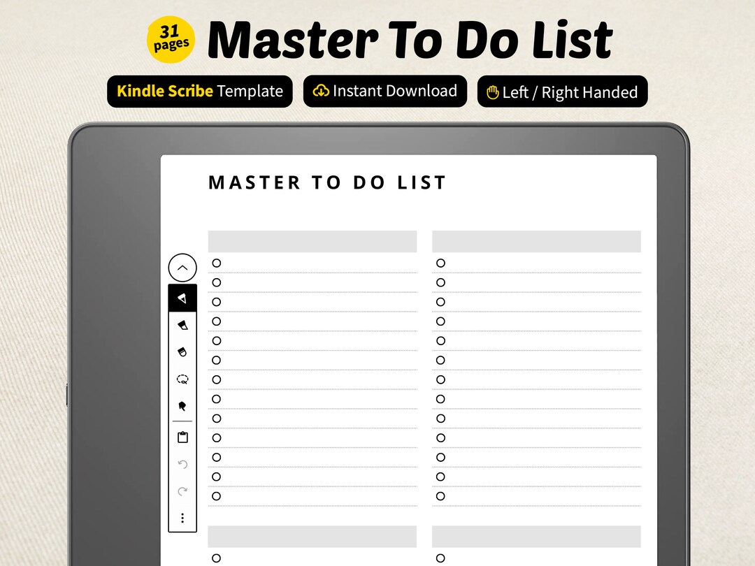 Kindle Scribe Master to Do List Template (PDF) - Etsy