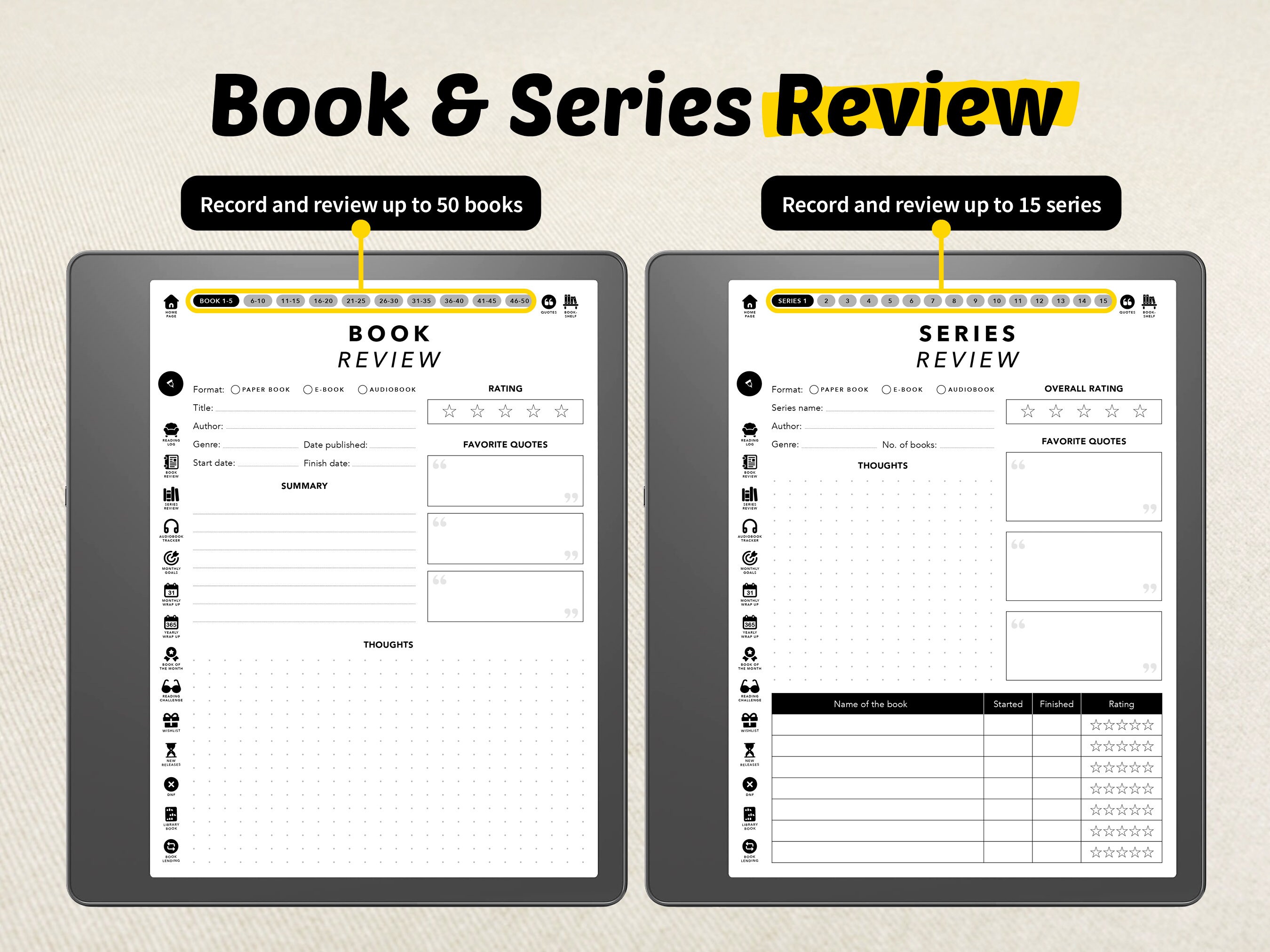 Kindle Scribe Reading Journal | Hyperlinked PDF Templates for Kindle ...