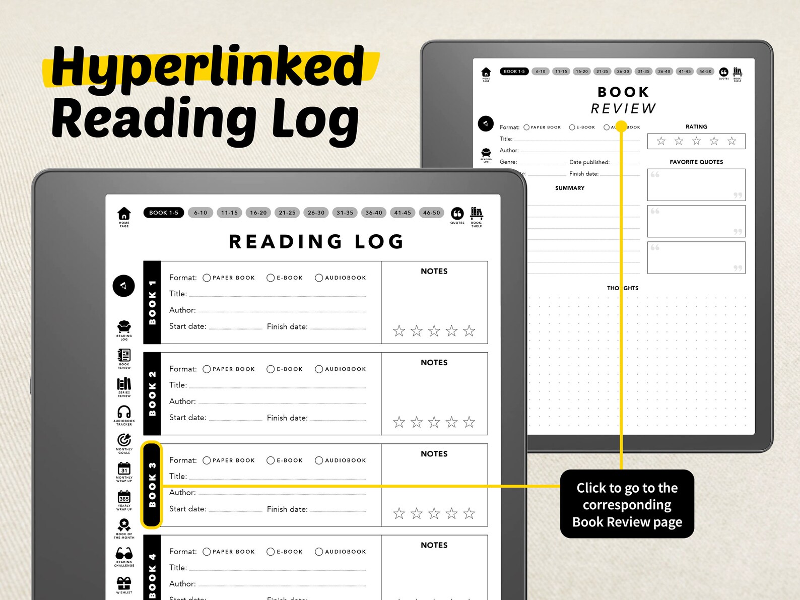 Kindle Scribe Reading Journal | Hyperlinked PDF Templates for Kindle ...