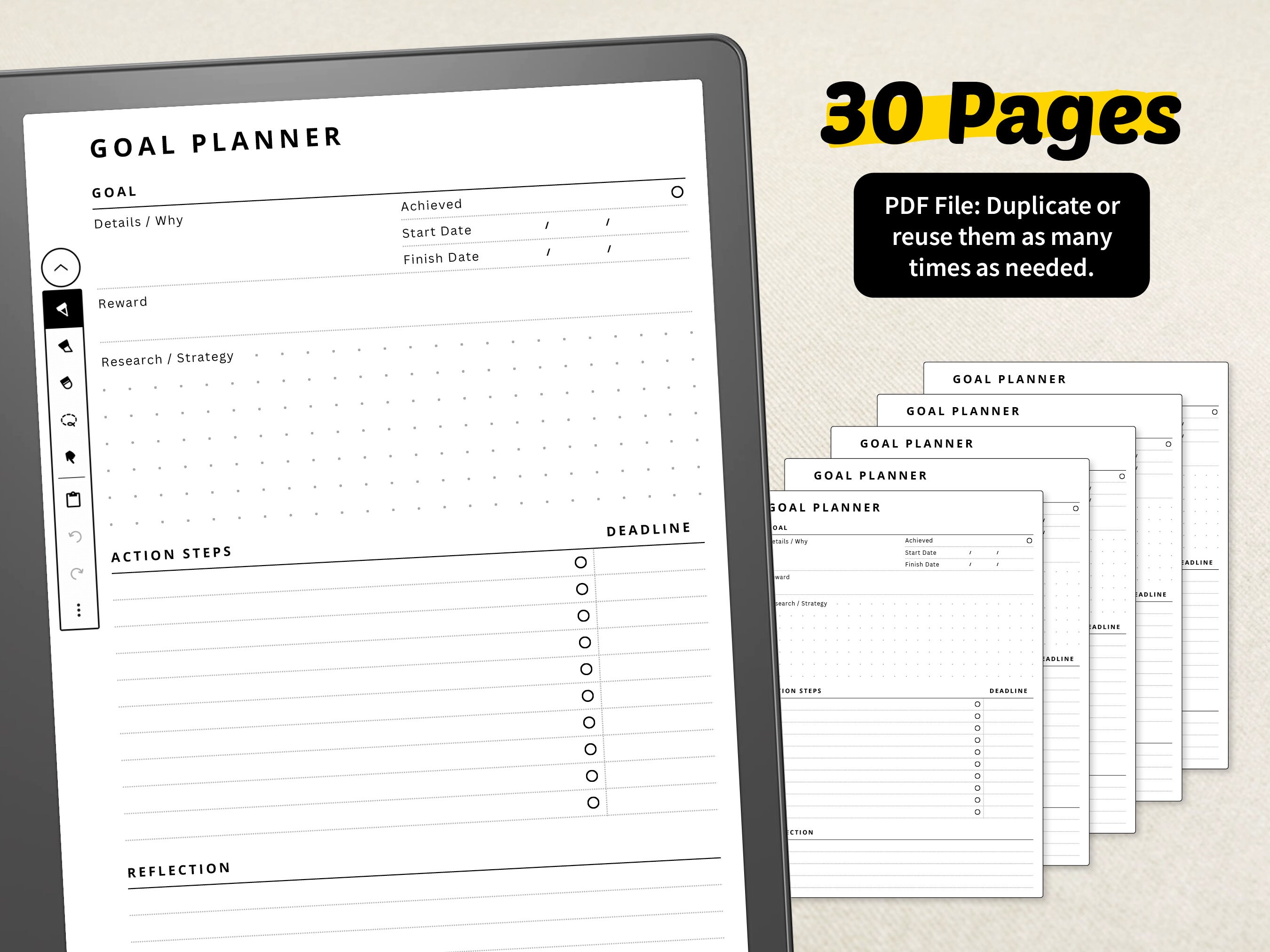 Kindle Scribe Goal Planner Template PDF Template for Kindle Scribe E ...