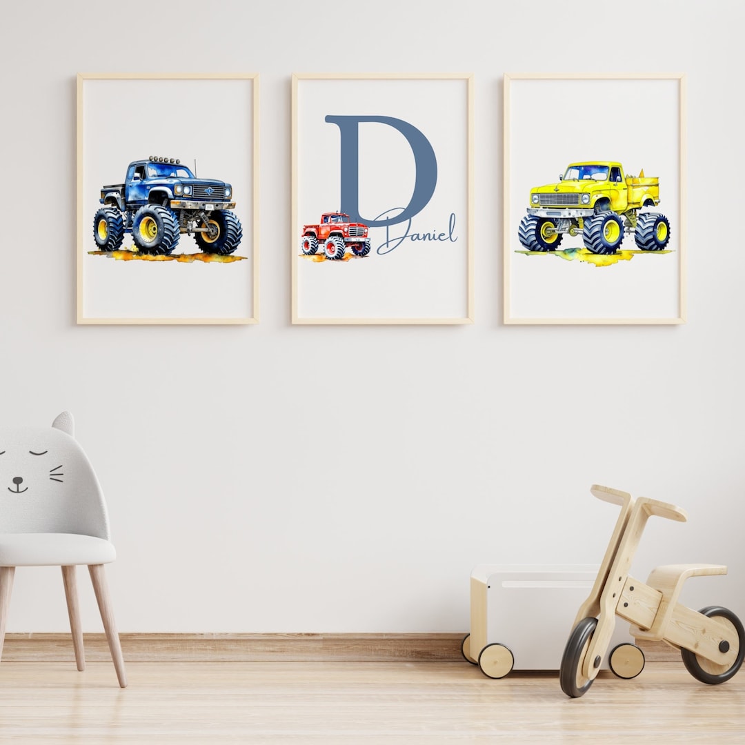 Monster Truck Wall Art Prints Set of 3 Digital Prints Boys Birthday ...