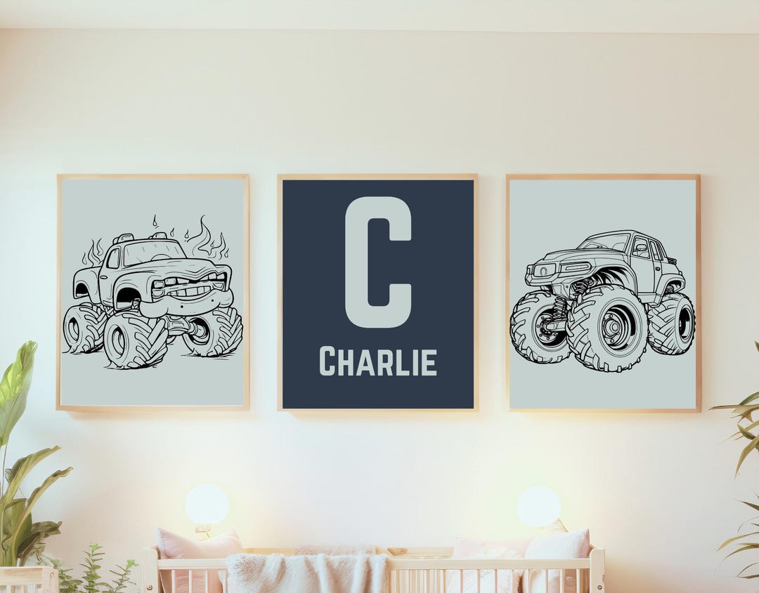 Monster Trucks Wall Art Prints Digital Monster Truck Prints Boys ...
