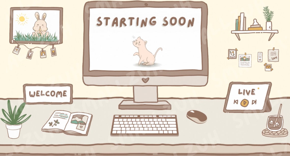 Cute & Cozy Animated Lofi Gaming Room Twitch Overlay Starting Soon ...