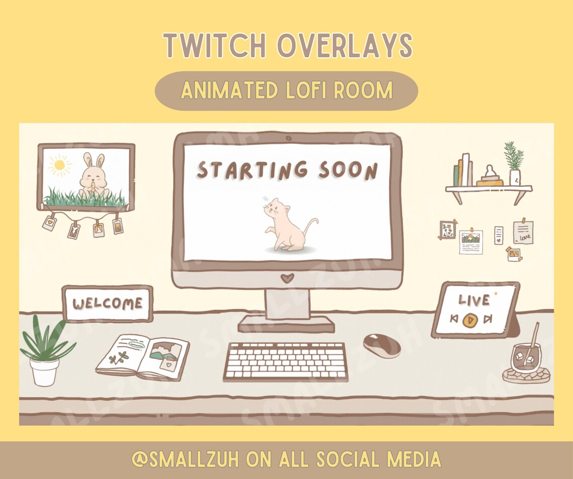 Cute & Cozy Animated Lofi Gaming Room Twitch Overlay Starting Soon ...