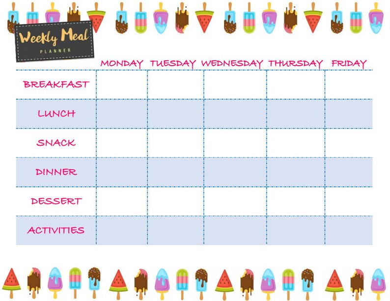 Weekly Meal Plan Digital Download - Etsy