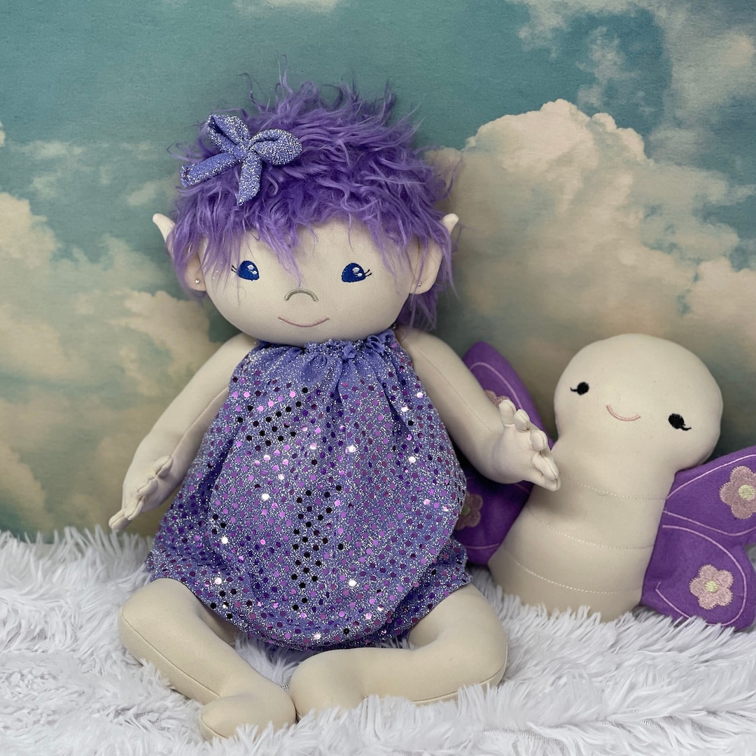 Handmade Whimsical Plush Fairy Elf Doll With Butterfly Companion – Soft ...