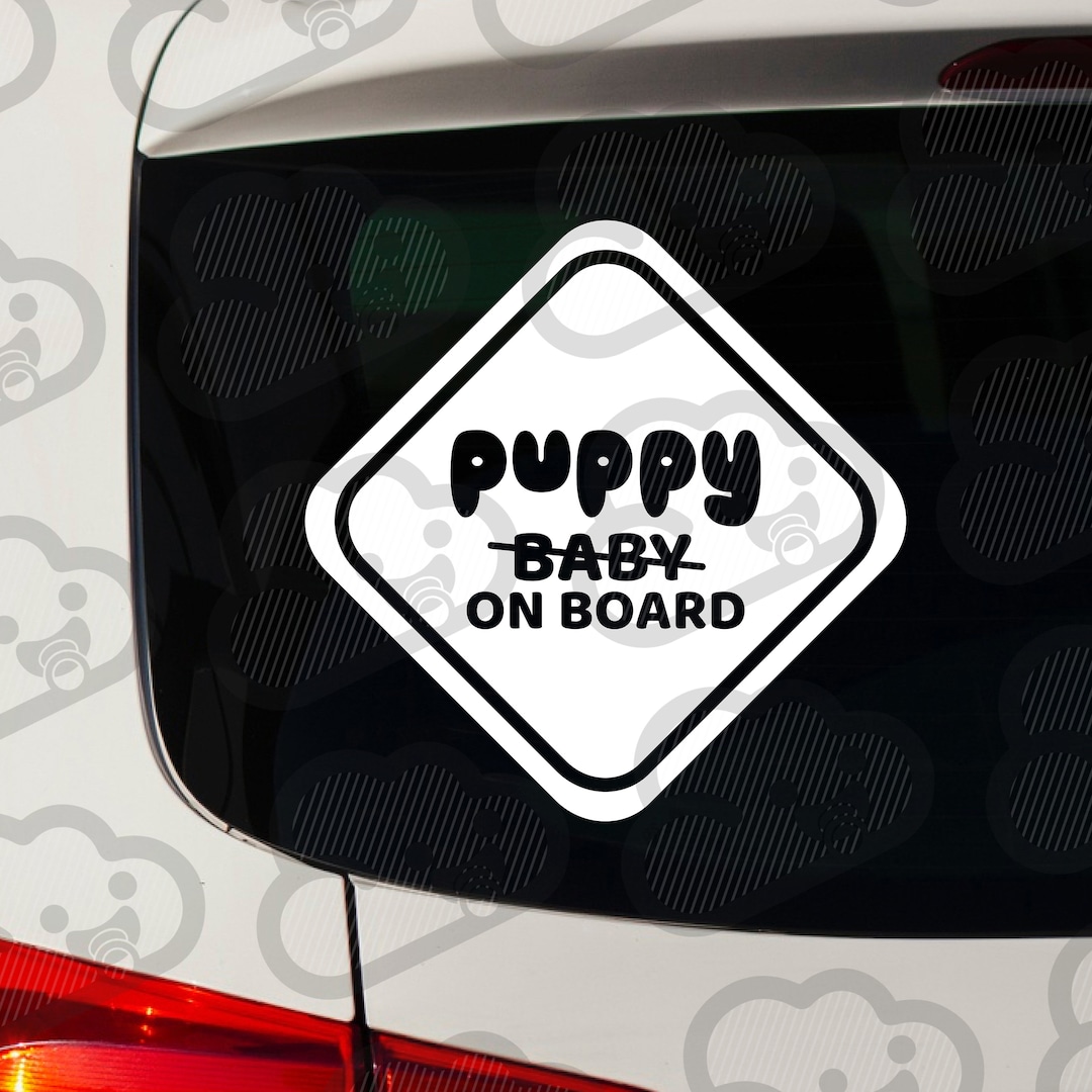 Puppy on Board | Sticker Decal | Window Sign | Weatherproof Outdoor ...
