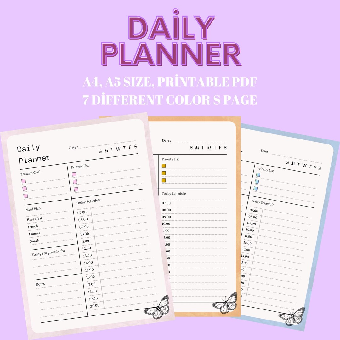 Daily Planner Printable,2023 Daily Planner, Daily Checklist Planner ...