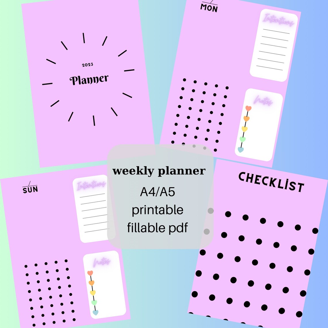 Weekly Digital Planner, Printable Weekly Planner, Weekly Organizer ...