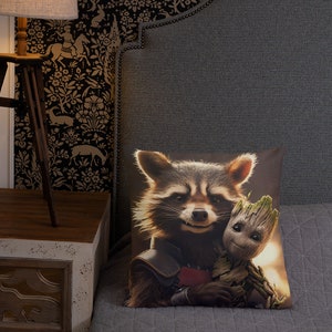Rocket Holding Baby Groot Premium Pillow Guardians of the Galaxy ...