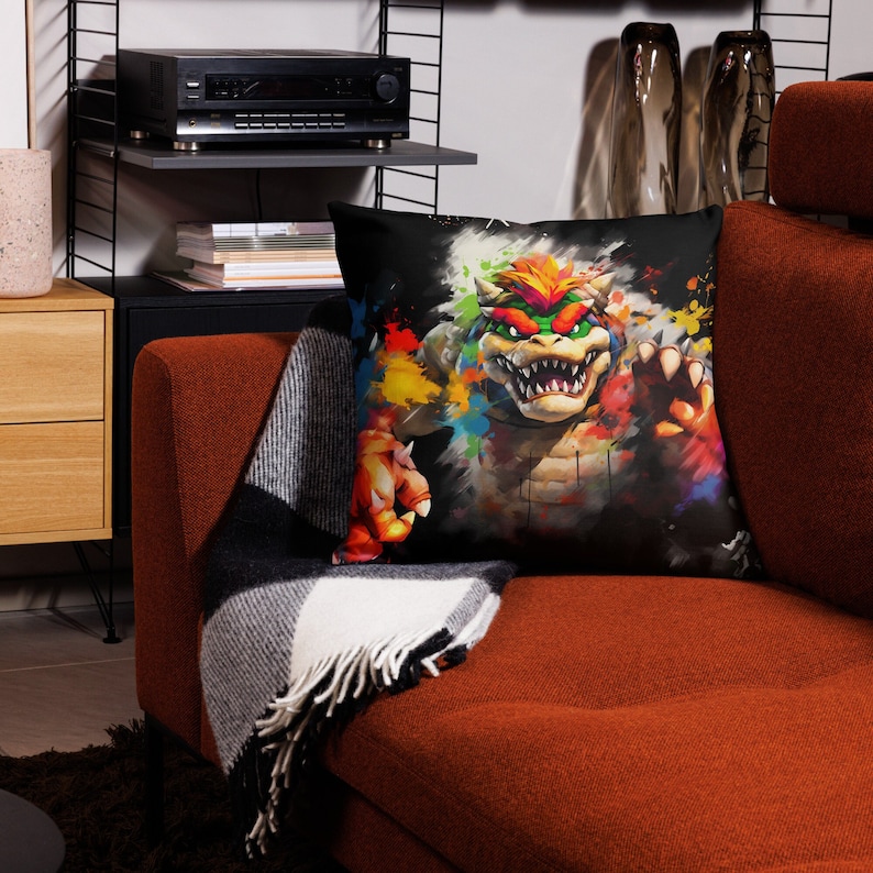Leroy Neiman Style Bowser Pillow Premium Artistic Gaming - Etsy