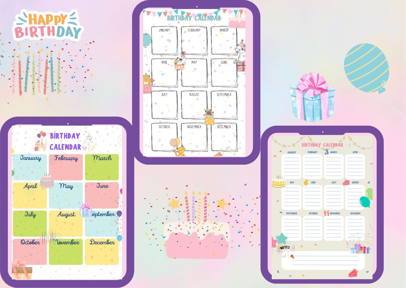 Birthday Calendar,perpetual Birthday Organizer,custom Birthday Planner ...