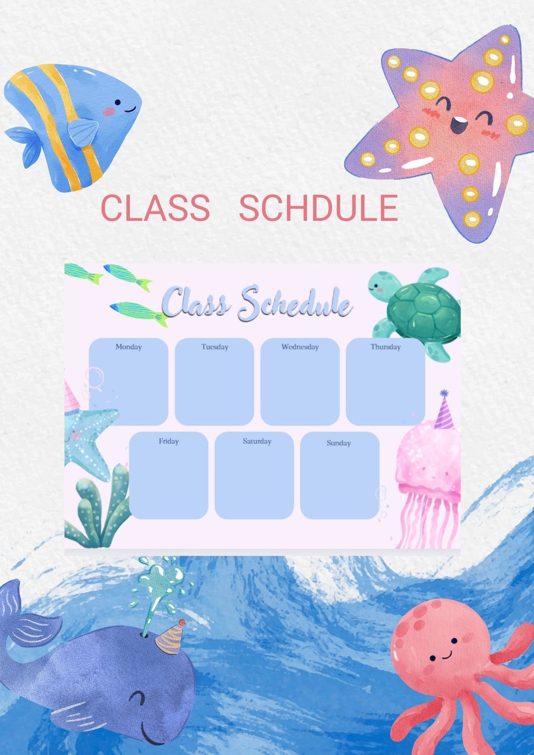 Ocean-themed Class Planner,class Planner,class Shedule,sea Creatures ...