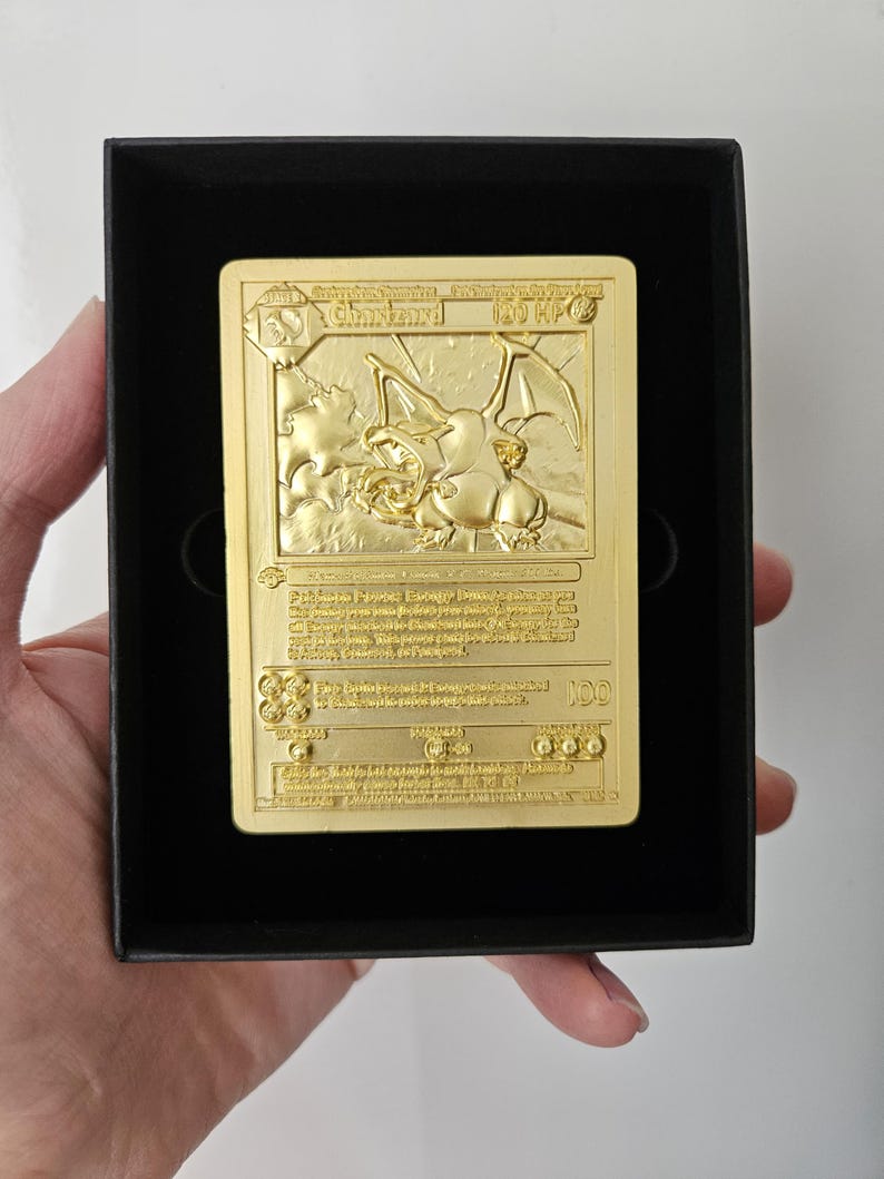 Pokemon Metal Card - Charizard 1st Edition Matte Gold - Etsy
