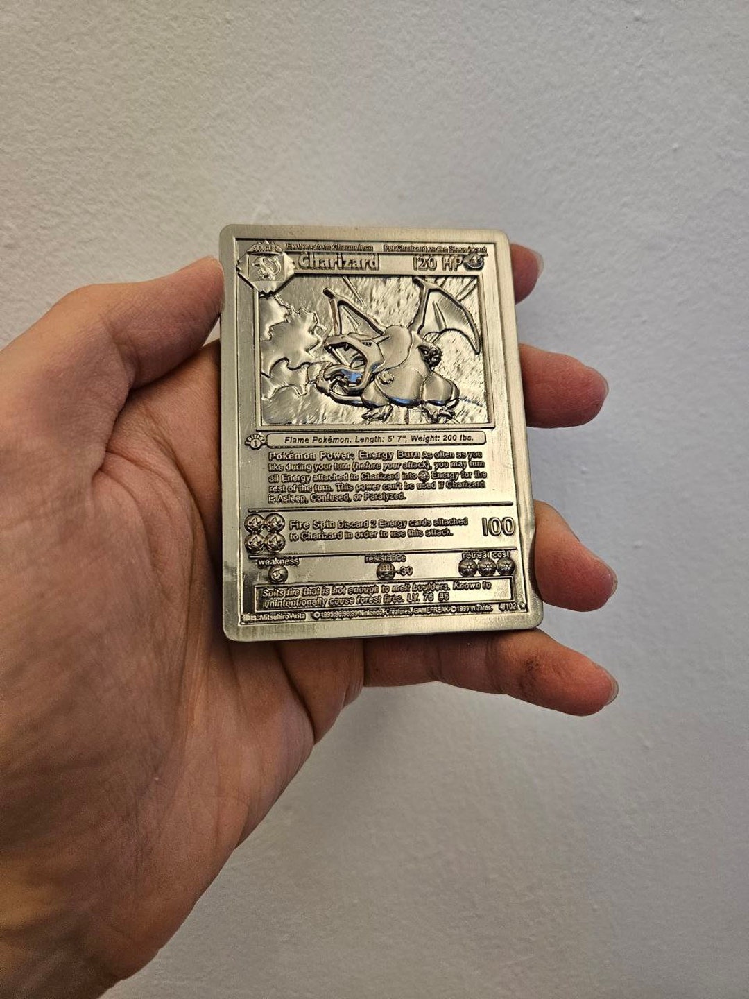 Pokemon Metal Card - Charizard 1st Edition (nickel Edition) - Etsy