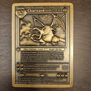 Charizard 1st Edition Gold Pokemon Collectible Metal Card (shipped From ...