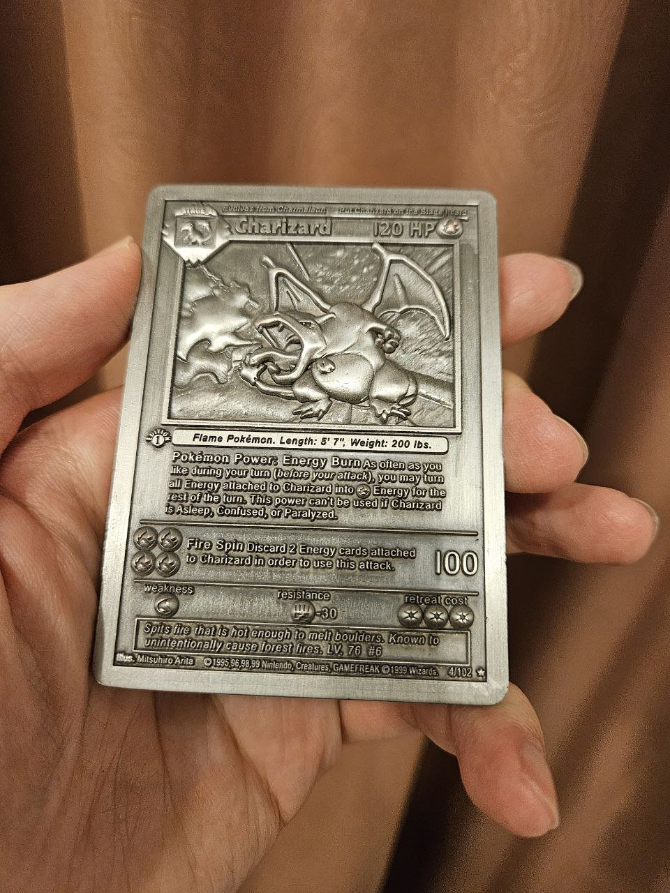 Charizard 1st Edition Pewter tin Metal Card Collectible Pokemon Trading ...
