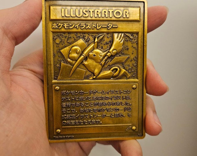 Pokemon Card - Pikachu Illustrator Gold Plated Metal Card 1st Edition ...