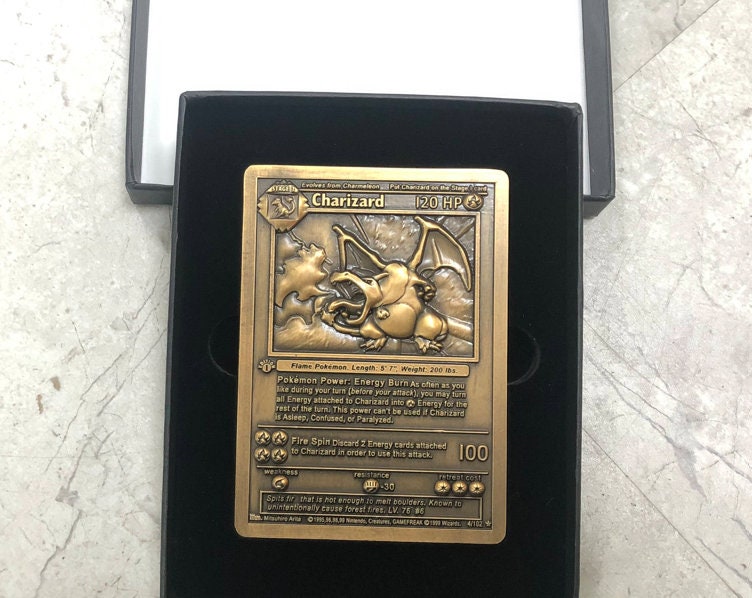 Charizard 1st Edition Gold Pokemon Collectible Metal Card - Etsy