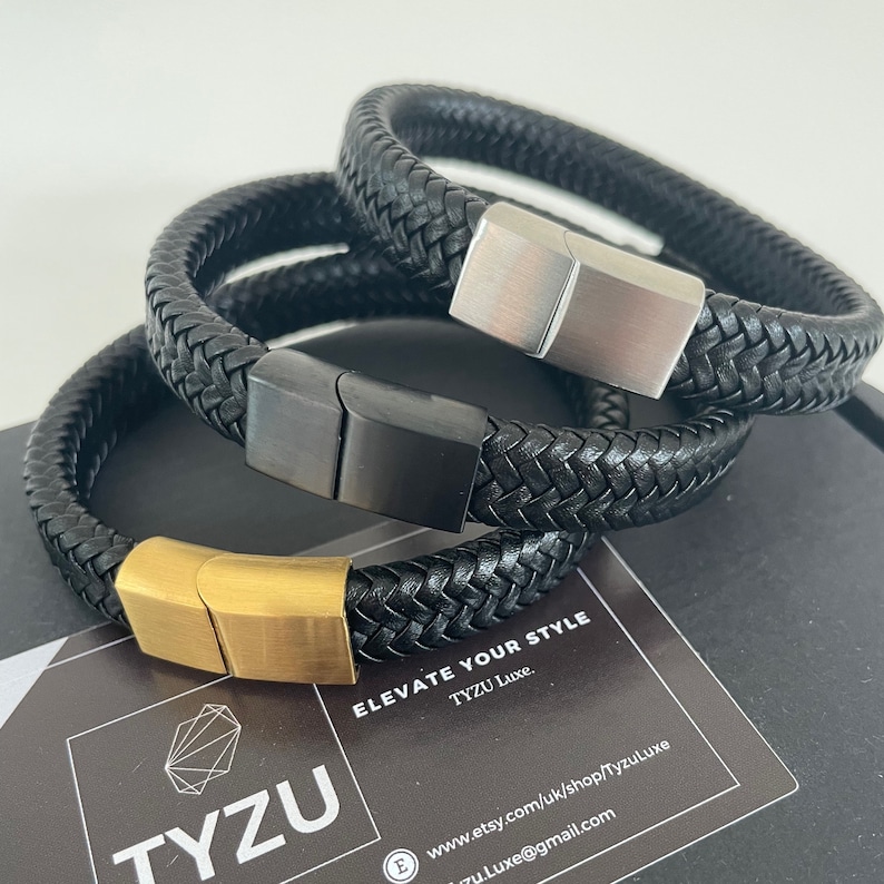 Braided Genuine LEATHER and Stainless Steel BRACELET for MEN’S With ...