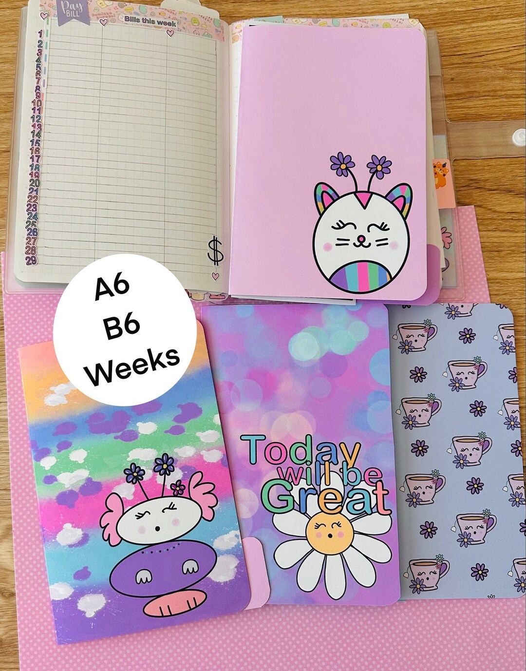 File Folder Planner Sticker Organizer Cute Folder A6 B6 Weeks - Etsy
