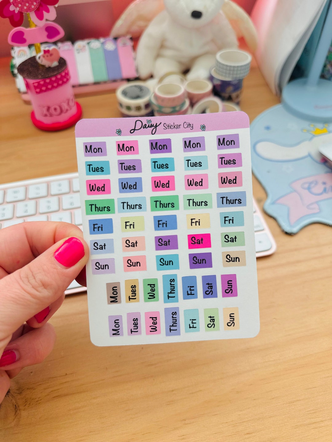 Week Day Script Sticker Sheet / Days of the Week Planner Stickers ...