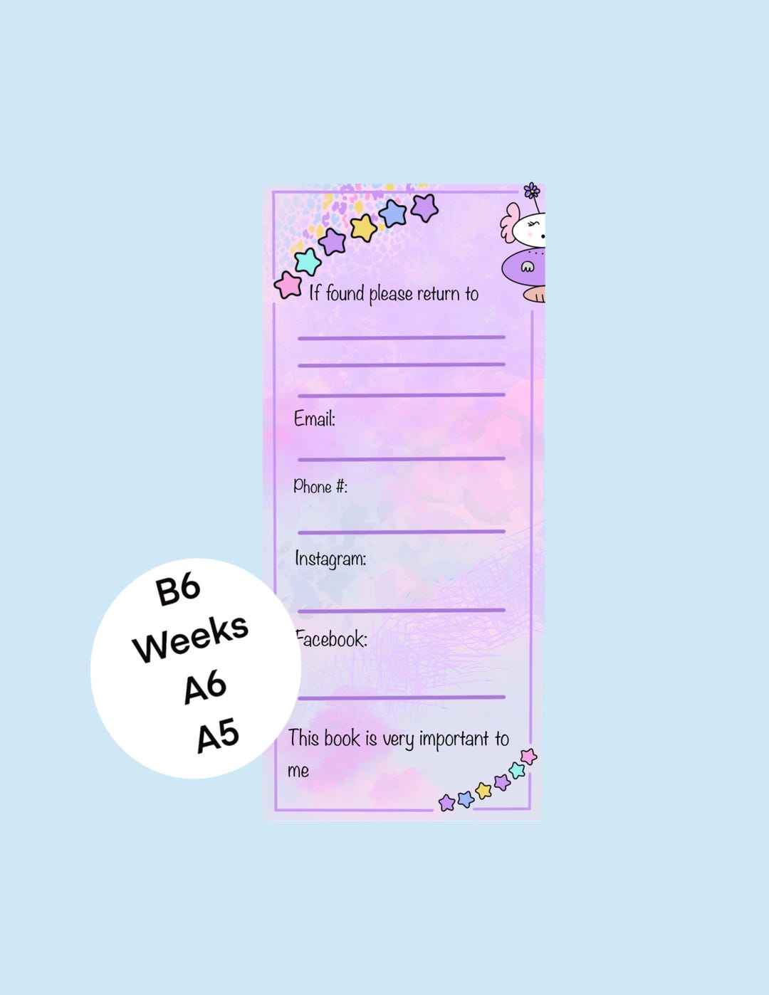 If Found Please Return to Full Page Hobonichi Weeks Sticker A5 B6 - Etsy