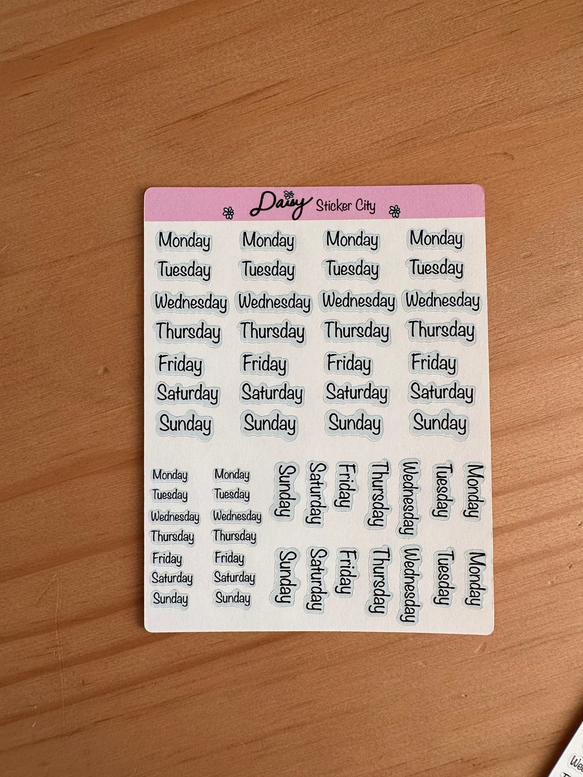 Days of the Week Script Stickers Sheet / Week Script Stickers - Etsy
