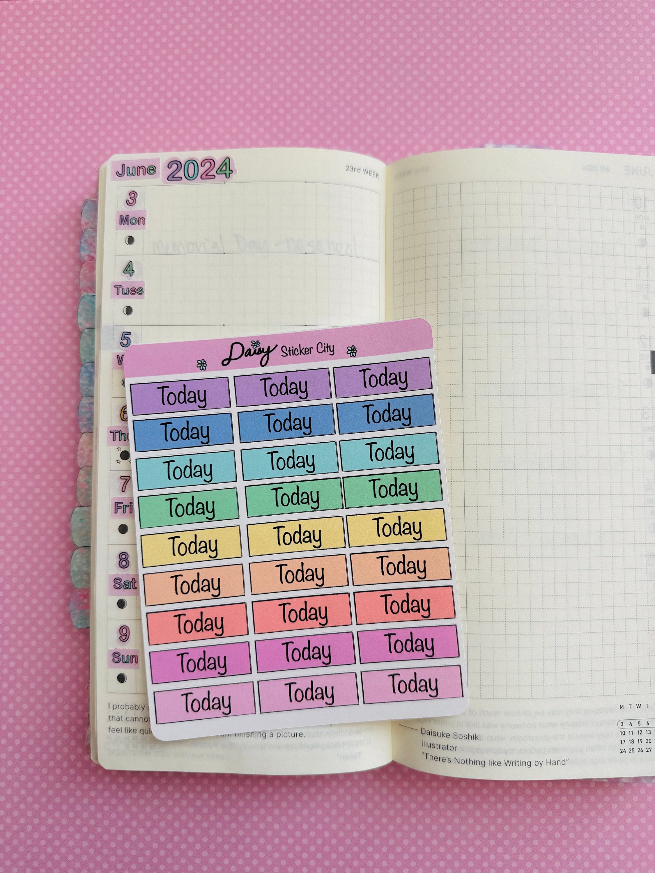 Today Script Agenda Sticker Sheet / Planner Today Stickers / Colorful ...