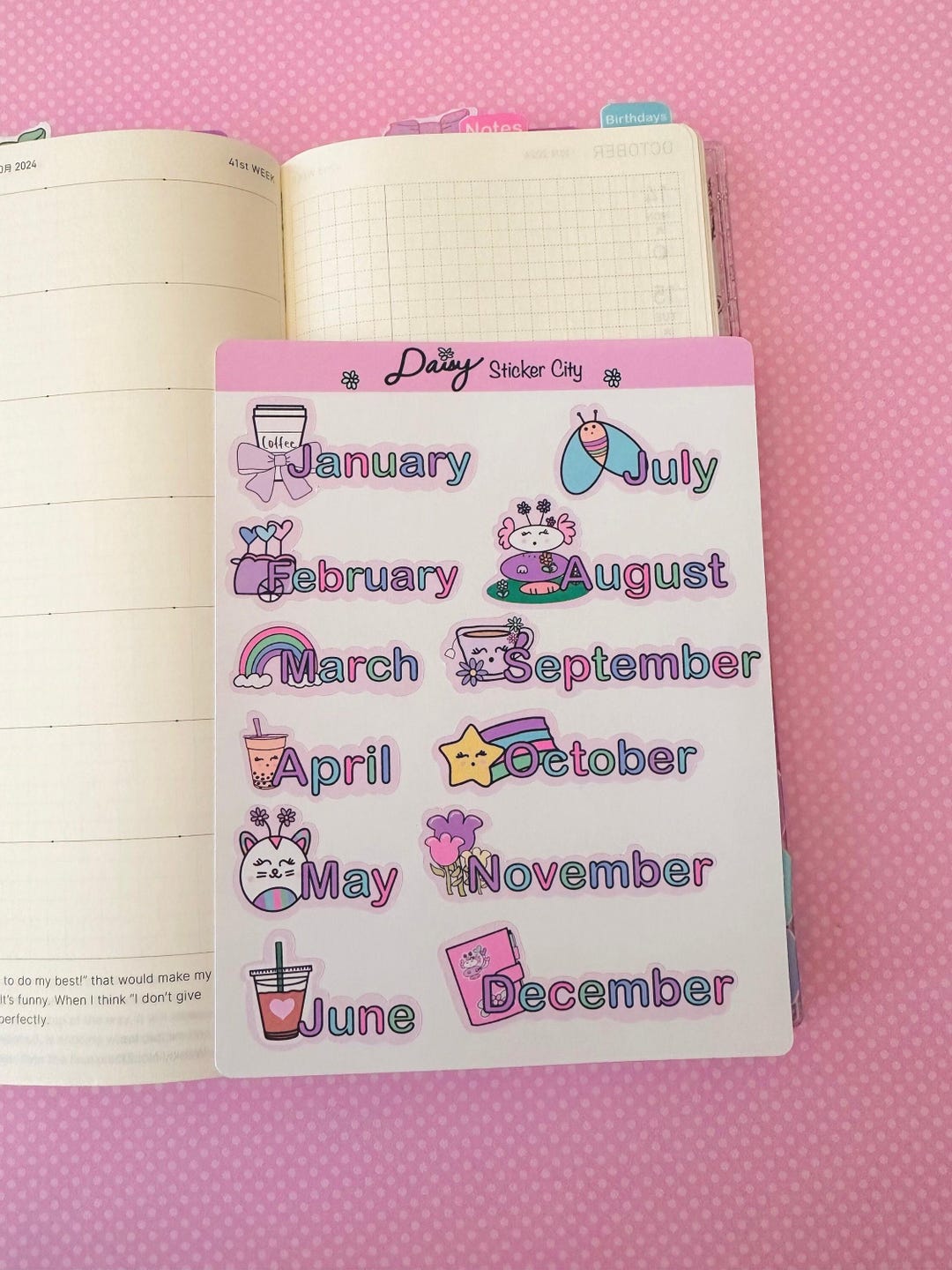 Monthly Script Deco Planner Journaling Stickers - Etsy