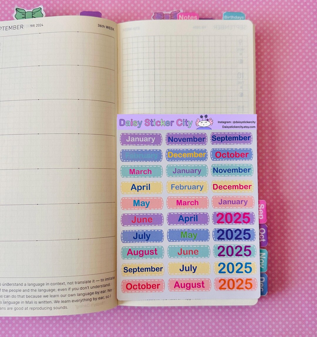 Monthly Script 2025 Deco Planner Sticker Sheet - Etsy