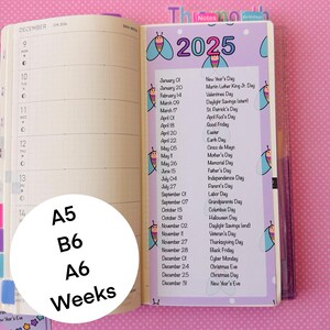 2025 Holidays List Hobonichi Weeks Full Page Sticker - Etsy