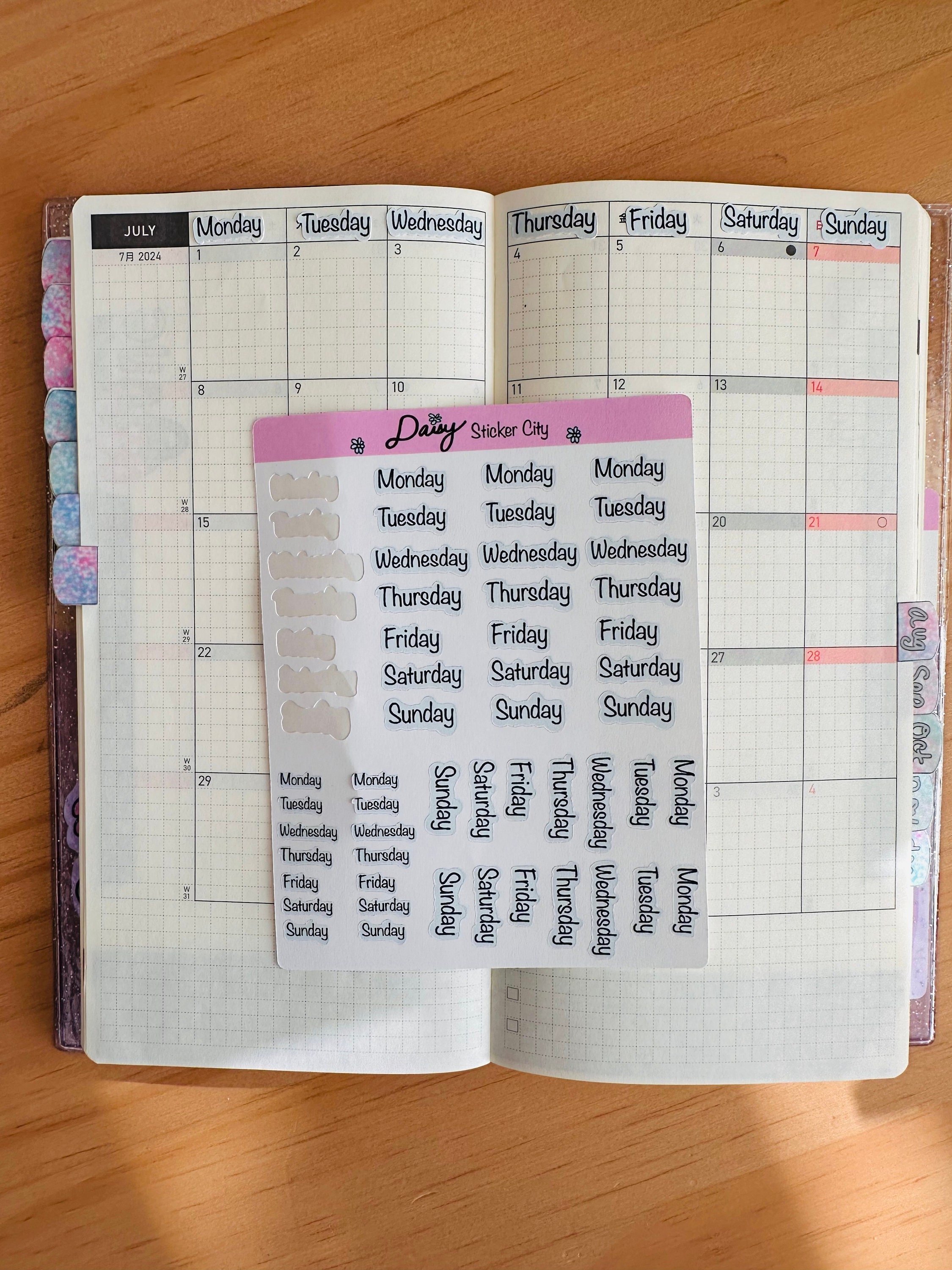 Days of the Week Script Stickers Sheet / Week Script Stickers - Etsy