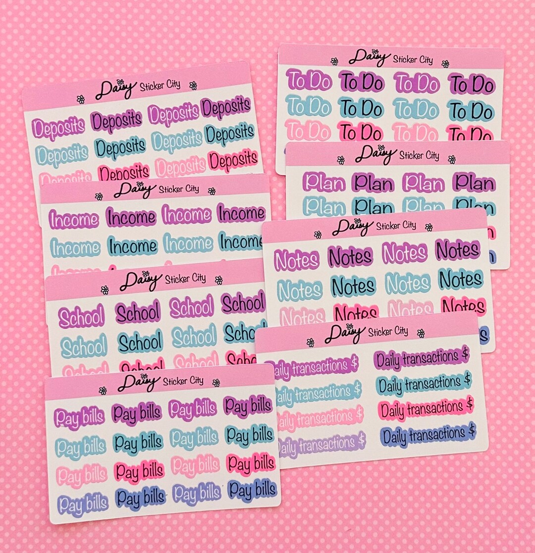 Mini Script Sticker Sheet Notes to Do Income - Etsy