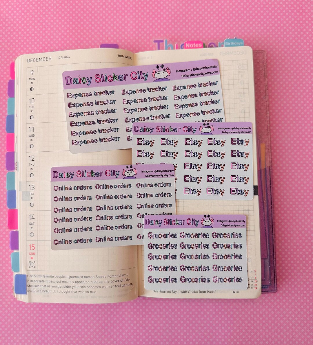 Script Mini Sticker Sheet Groceries Stickers Expense Tracker Stickers ...