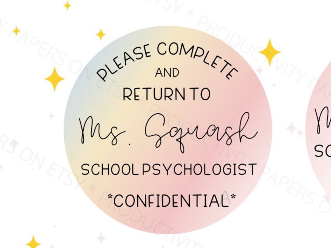 School Psychologist - Customized Labels 2x2in - Please Complete and ...