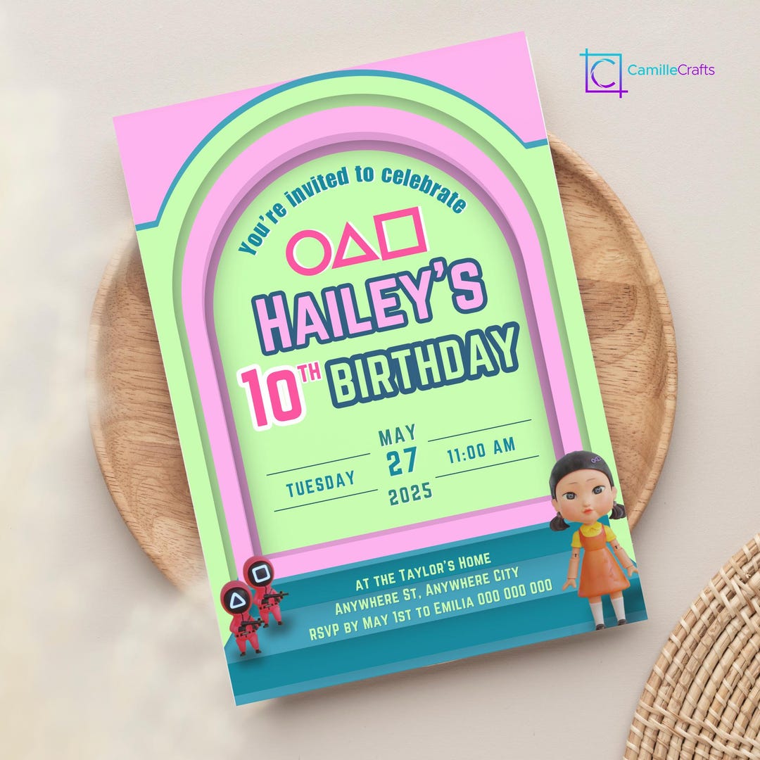 EDITABLE Squid Game Iconic Playground-inspired Birthday Party ...