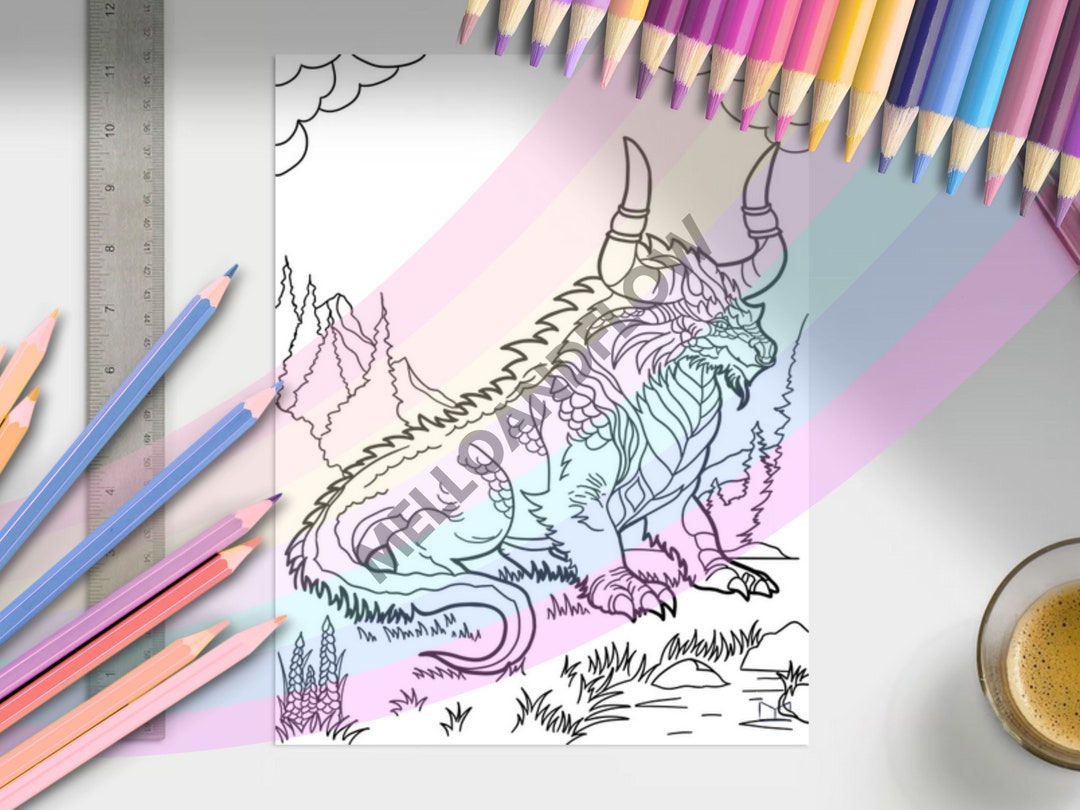 Handmade Taurus Dragon Coloring Page - Intricate Fantasy Coloring Sheet ...