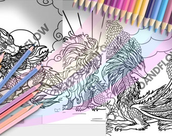 Handmade Zodiac Dragon Coloring Pages - Cancer, Leo, and Virgo Set ...