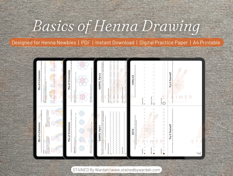 Basics of Henna Drawing Digital File | A4 Printable | Learn Henna ...