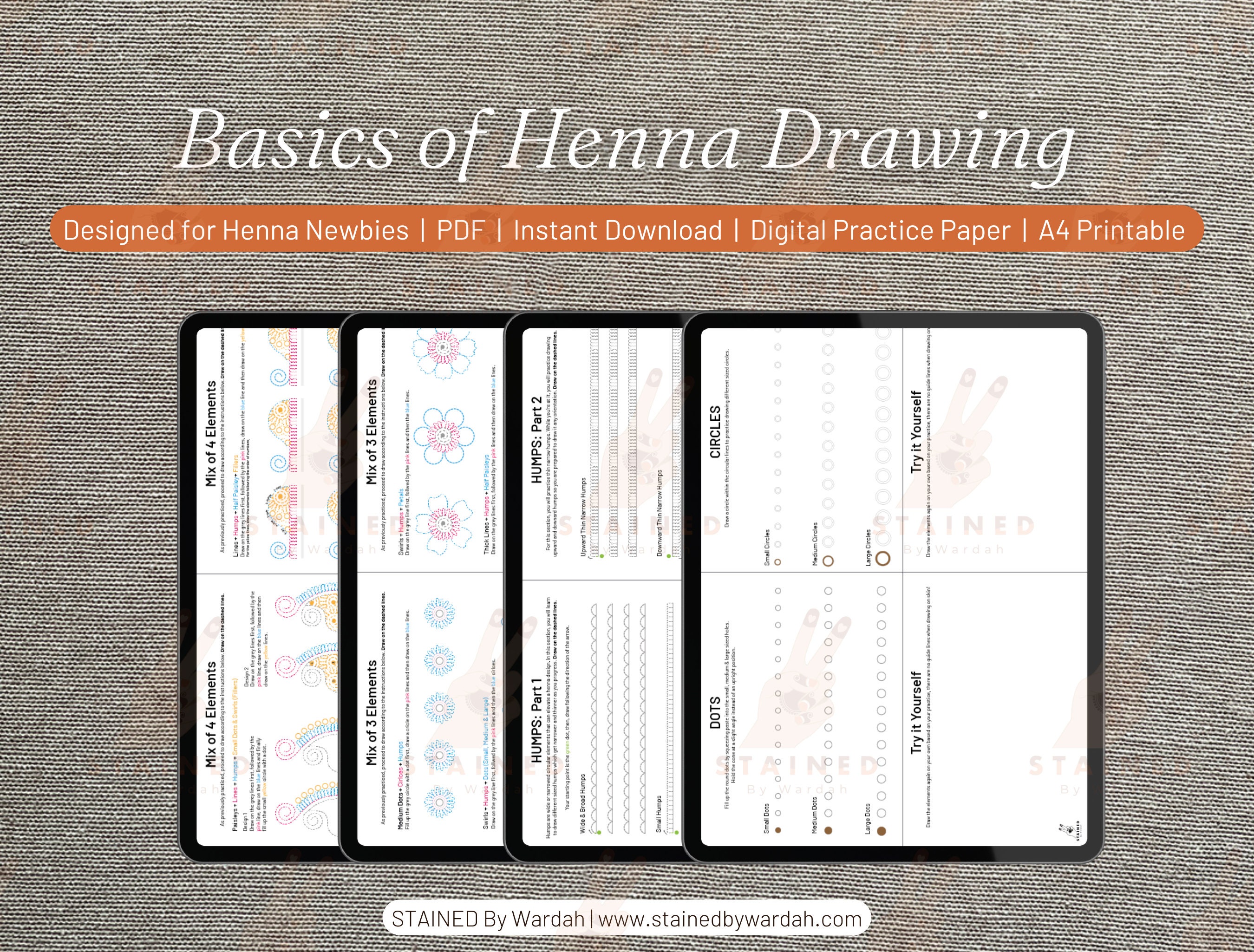 Basics of Henna Drawing Digital File | A4 Printable | Learn Henna ...