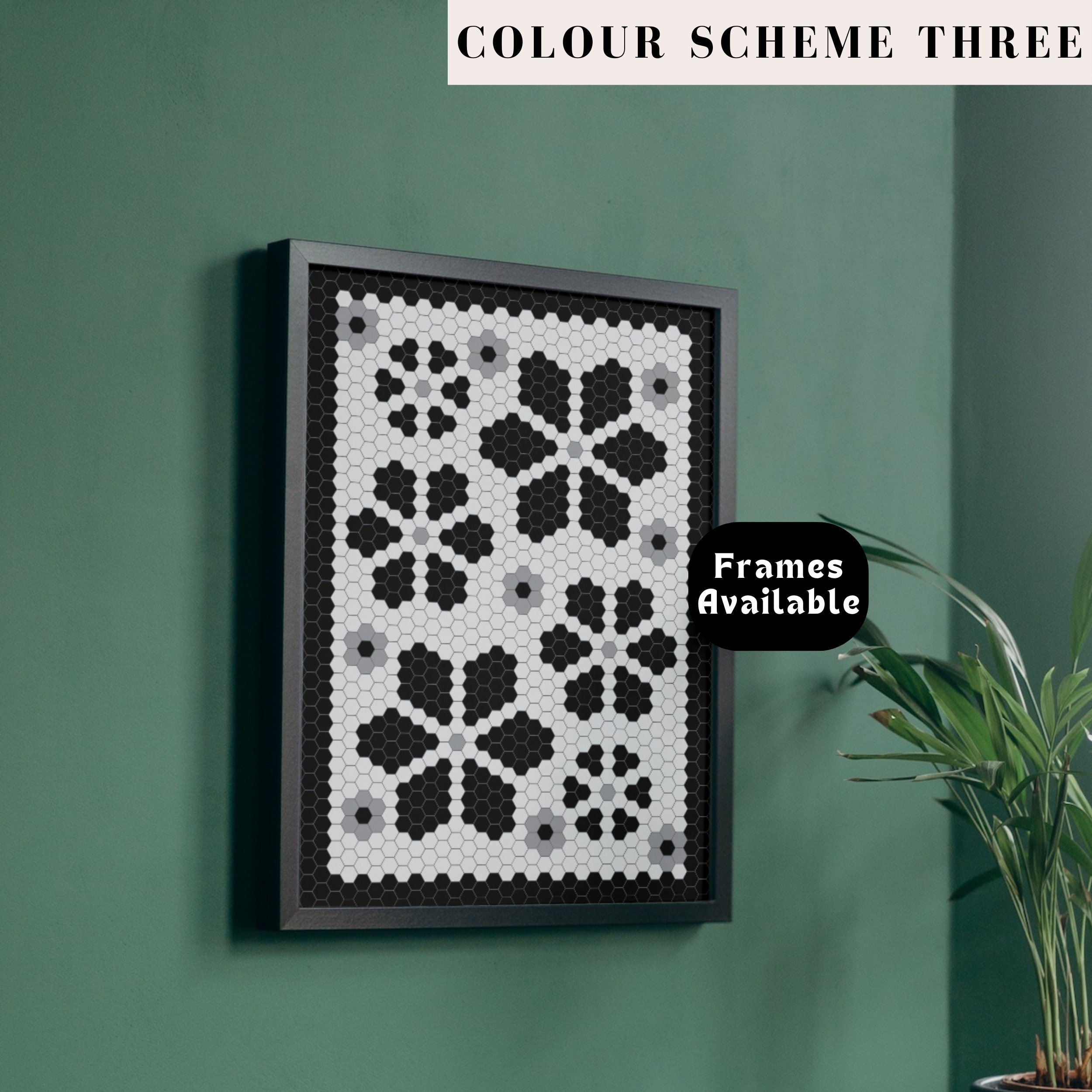 Flower Penny Tile Art Print Floral Mosaic Print Vintage Tile Design ...